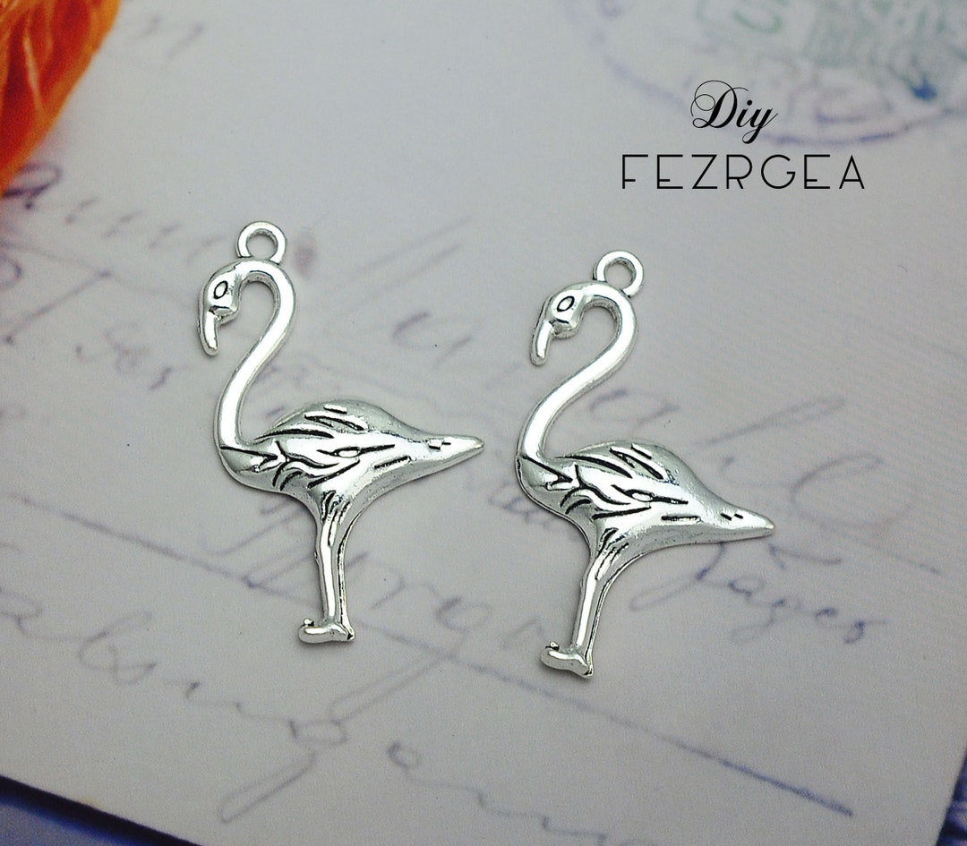 10PCS Antique Silver Flamingo Charms. Bird Charms Ostrich Charms Animal ...