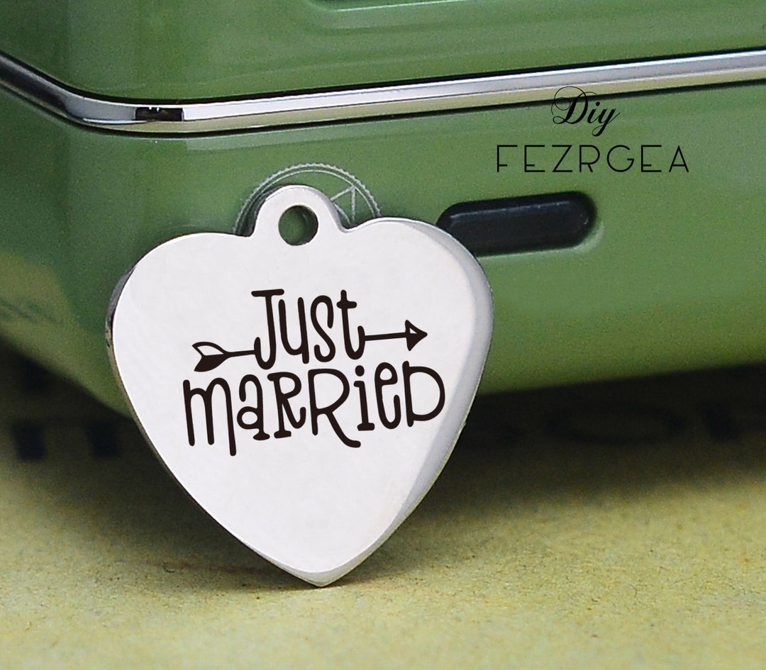 Just Married Stainless Steel Charm,personalized Wedding Laser Engraved ...