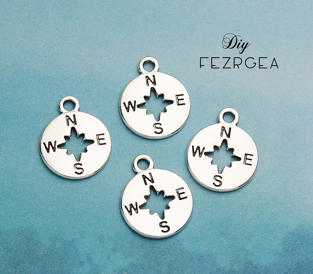 35pcs--15x12mm, Antique Silver Compass Charms. Compass Pendants. - Etsy