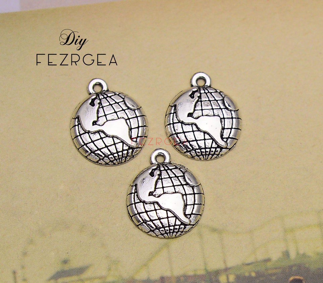 25pcs--20x16mm, Antique Silver Global Charms.earth Pendants. - Etsy