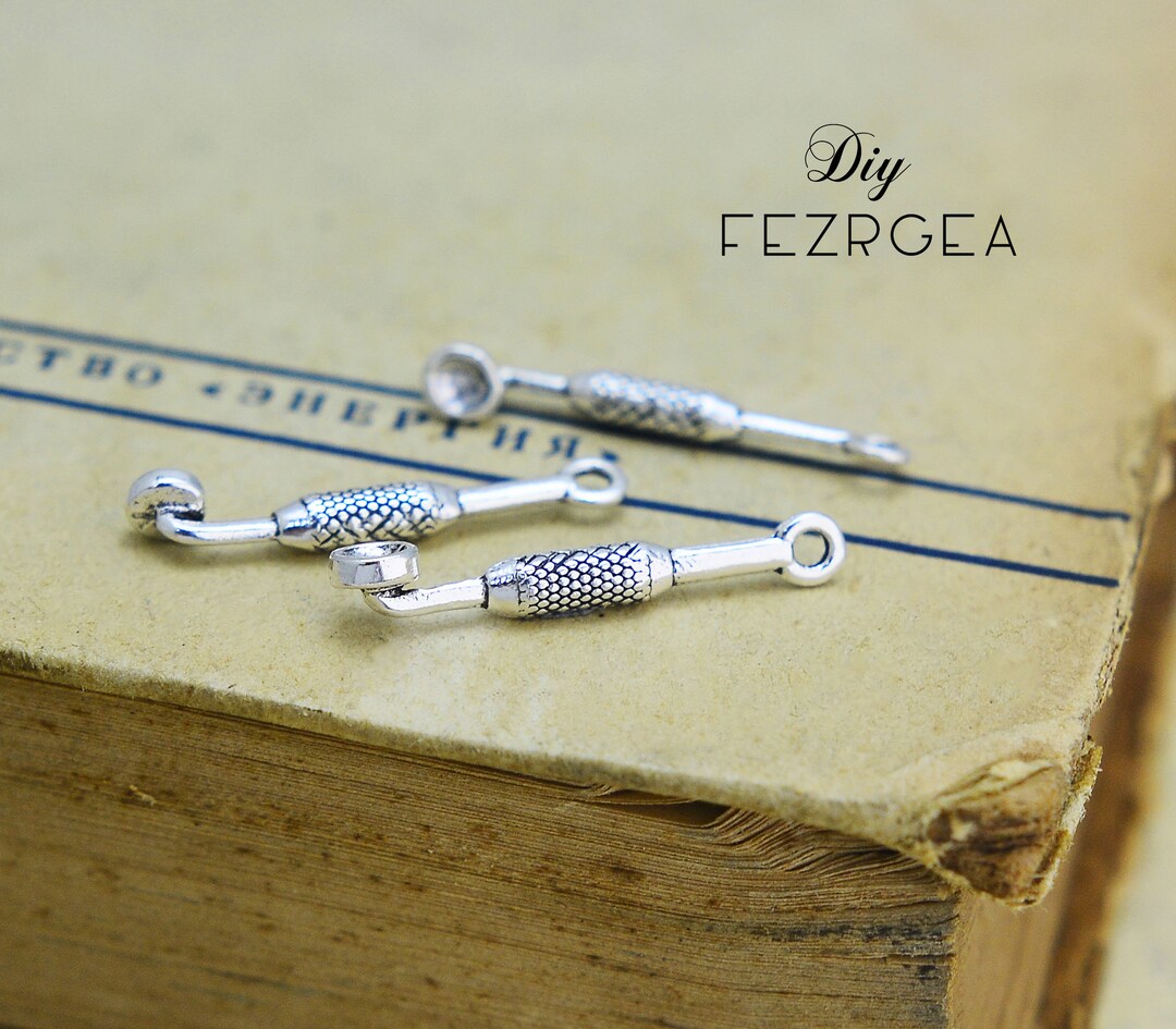 30PCS Antique Silver Tobacco Pipe Charms. 3D Cigarette Holder Pendants ...