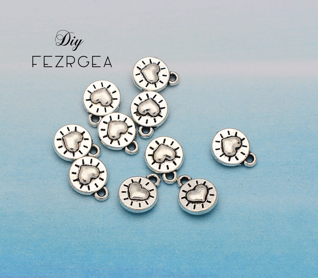 50pcs--10x8mm Vintage Tiny Heart Pendants Charm for Jewelry Making ...