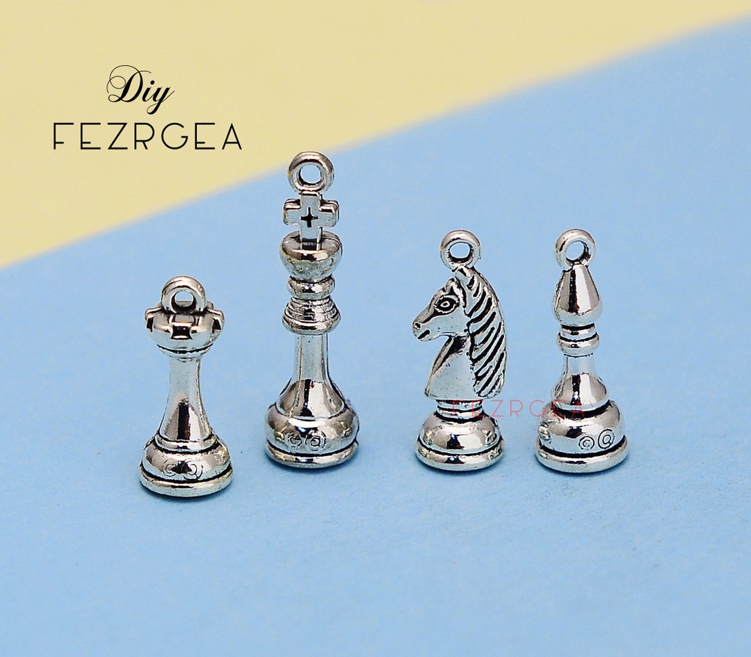 Antique Silver 3D Chess Charms. Chess Pendants. - Etsy