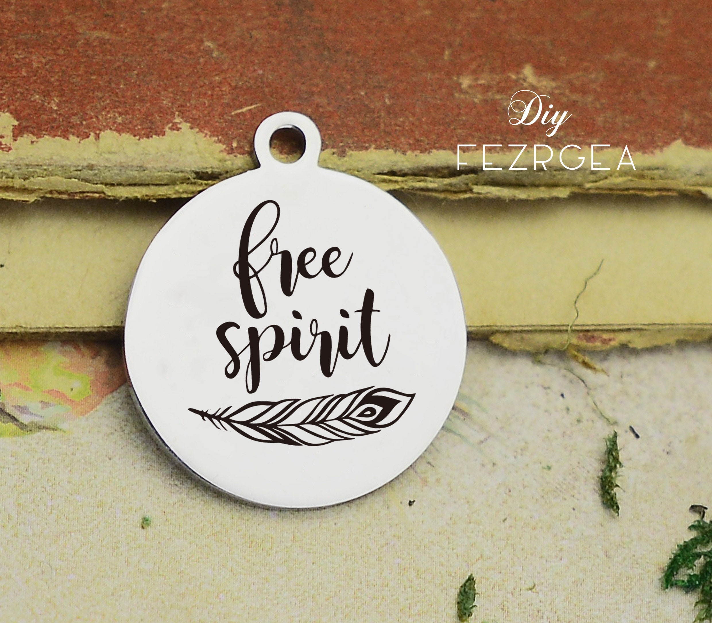 Free Spirit Stainless Steel Charmpersonalized Feather - Etsy