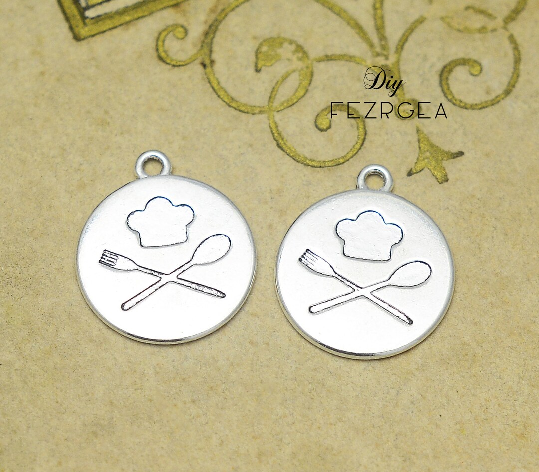 10PCS Antique Silver Chef Charms.2 Sides Chef Logo Pendants. DH9229 - Etsy