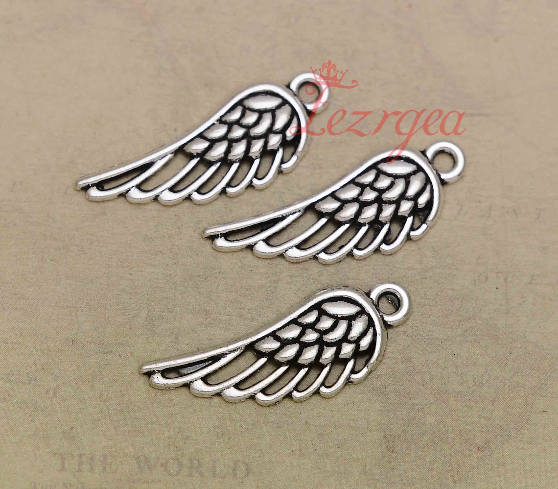20PCS Antique Silver Angel Wing Charms. Large Angel Wing - Etsy
