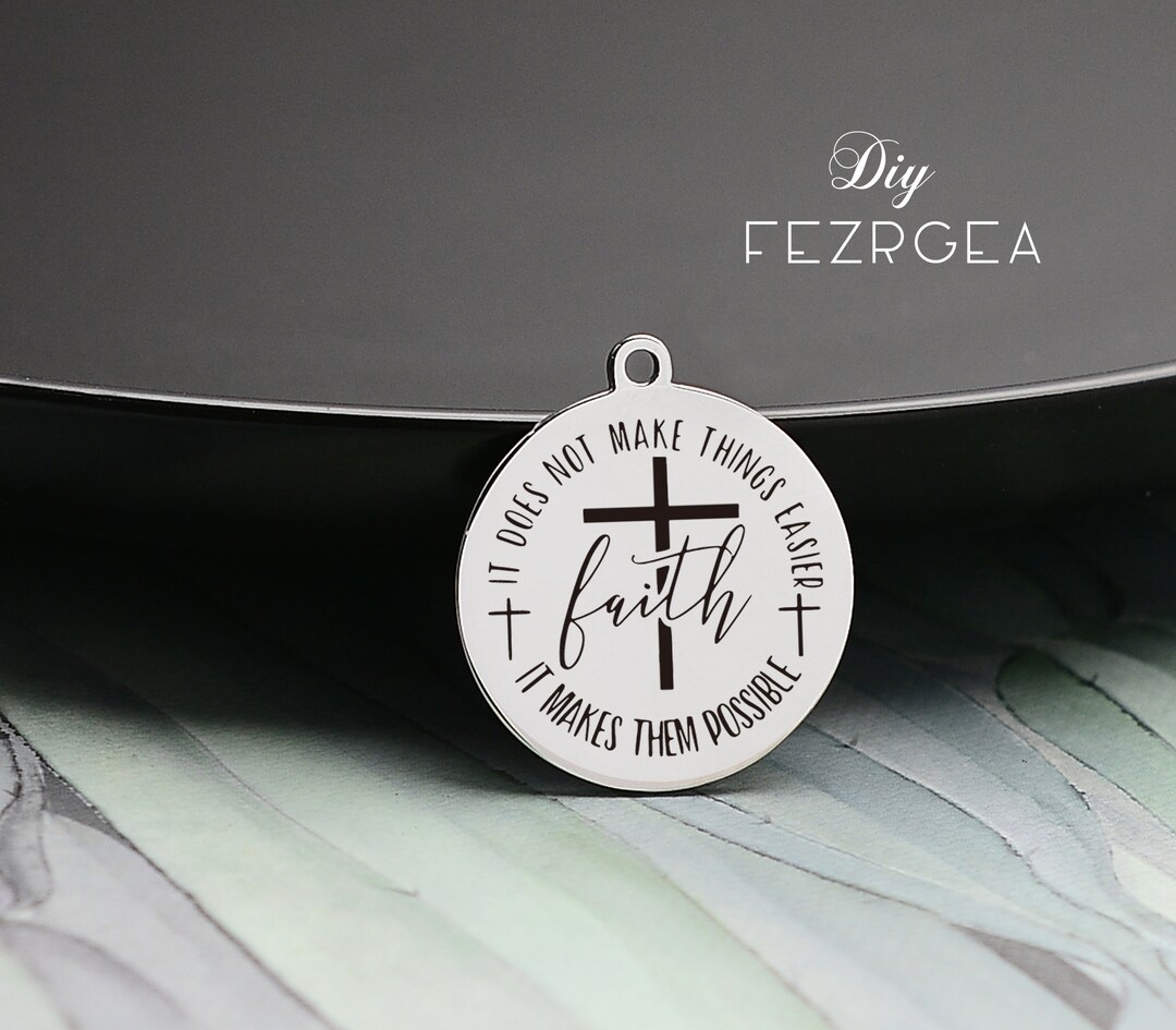 Faith Stainless Steel Charm,personalized Engraved Charms,custom Charms ...