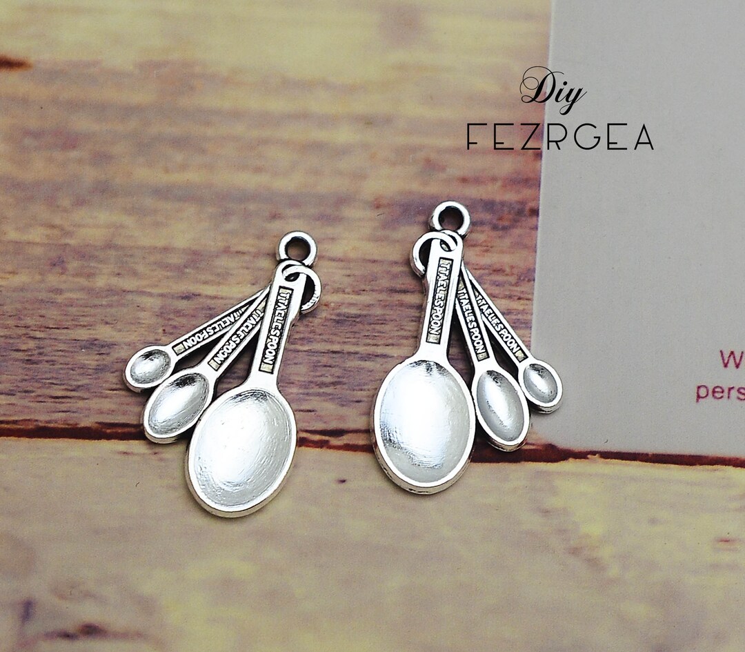 8PCS Antique Silver Spoon Charms. 2 Sides Tableware Pendants. CM102 - Etsy