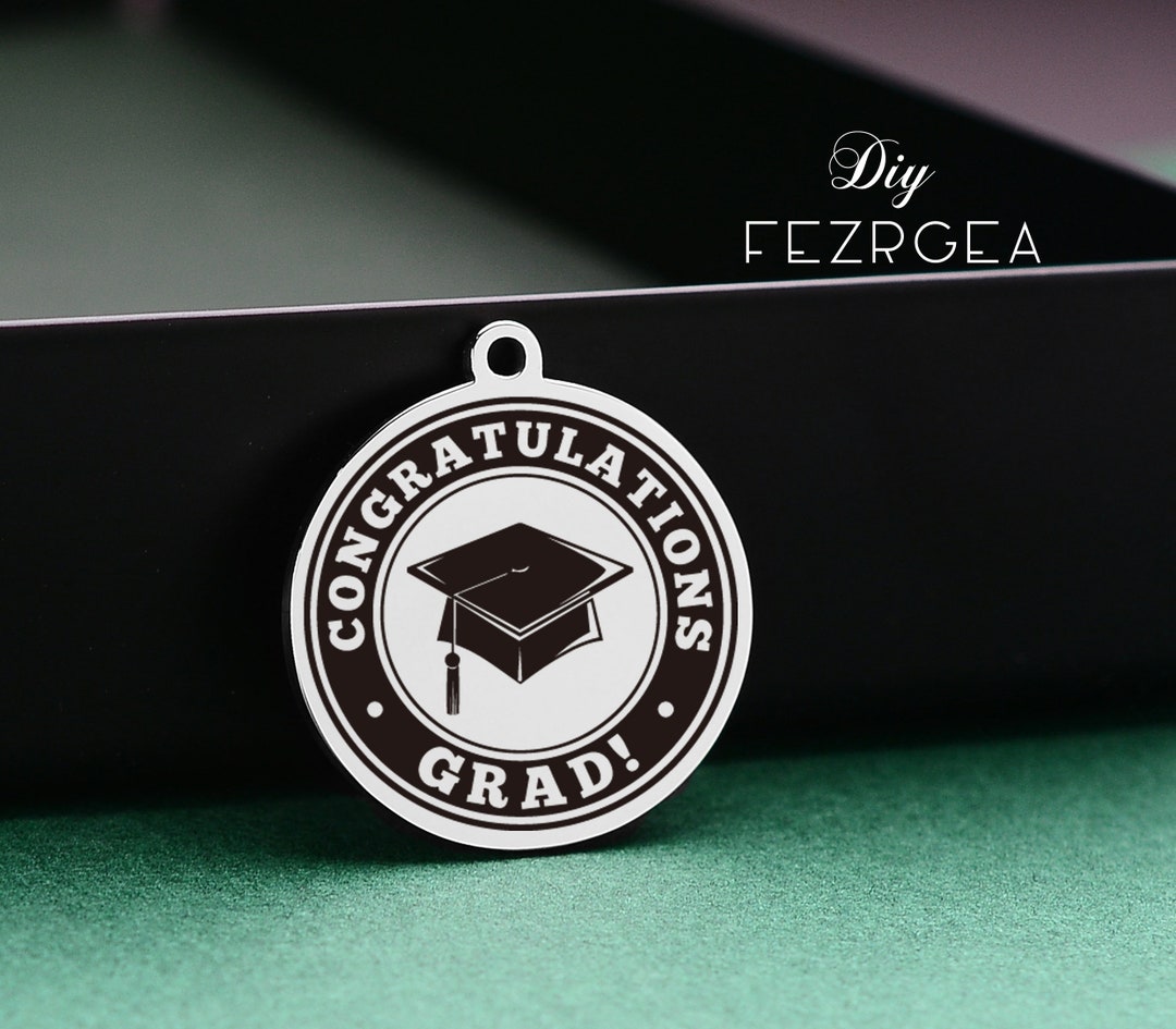 Graduate Stainless Steel Charm,personalized GRAD Engraved Charms,custom ...