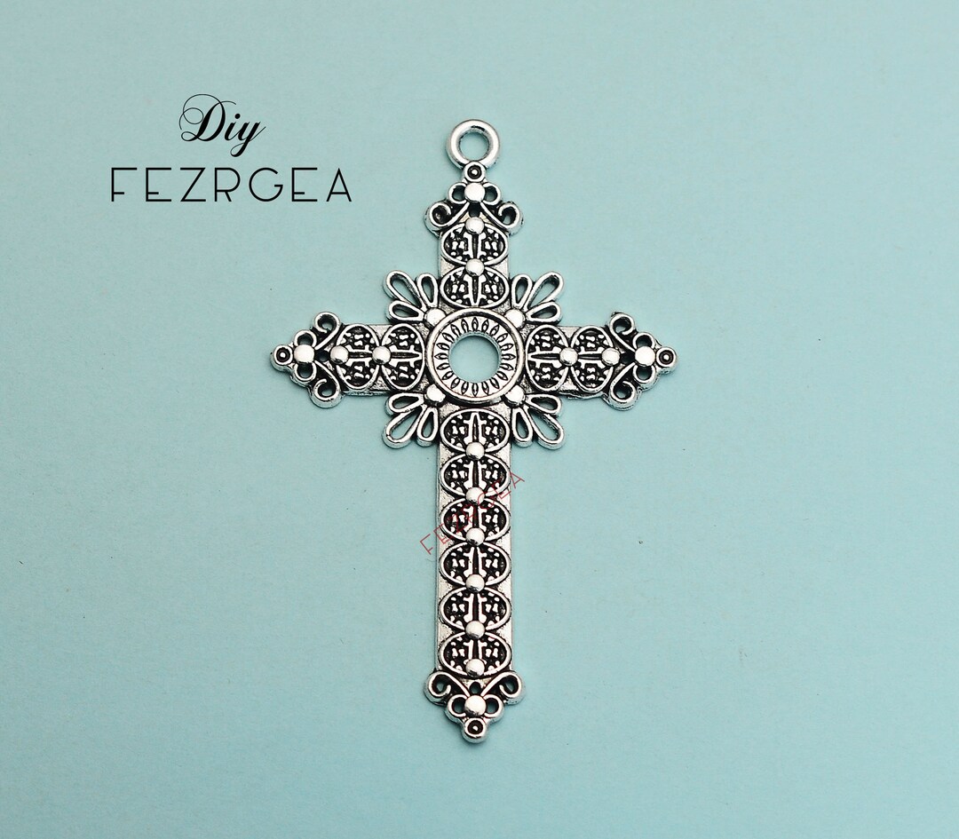 5pcs--76x49mm, Antique Silver Religious Charms. Cross Pendants. - Etsy