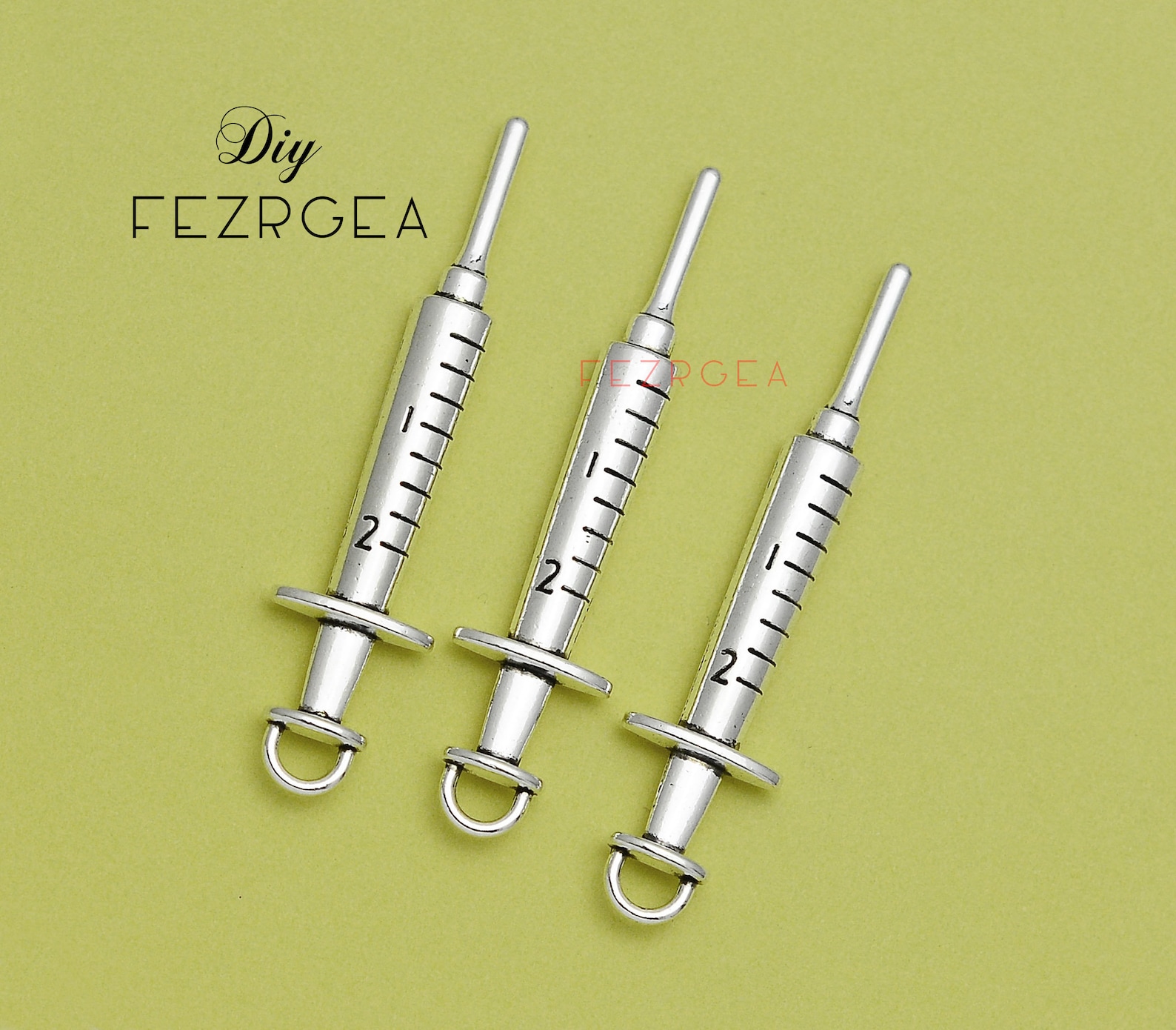 5pcs--15x63mm, Antique Silver Syringe Charms. Medical Pendants. - Etsy