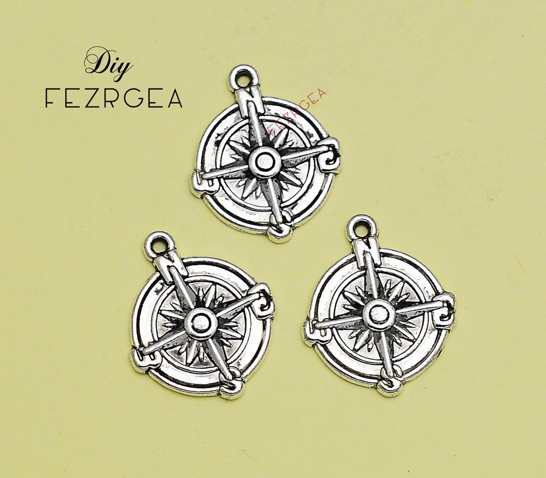 20pcs--21x17mm, Antique Silver Compass Charms. Digital Compass Pendants ...