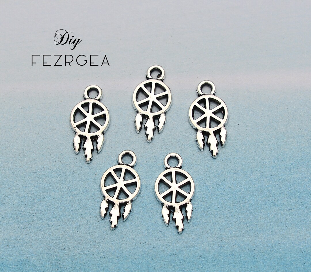 50pcs--15x7mm Antique Silver Color Dreamcatcher Dream Catcher Charms ...