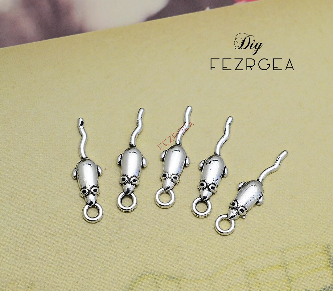 30pcs--24x6mm, Antique Silver Cute Mouse Charms. 3D Cute Animals ...