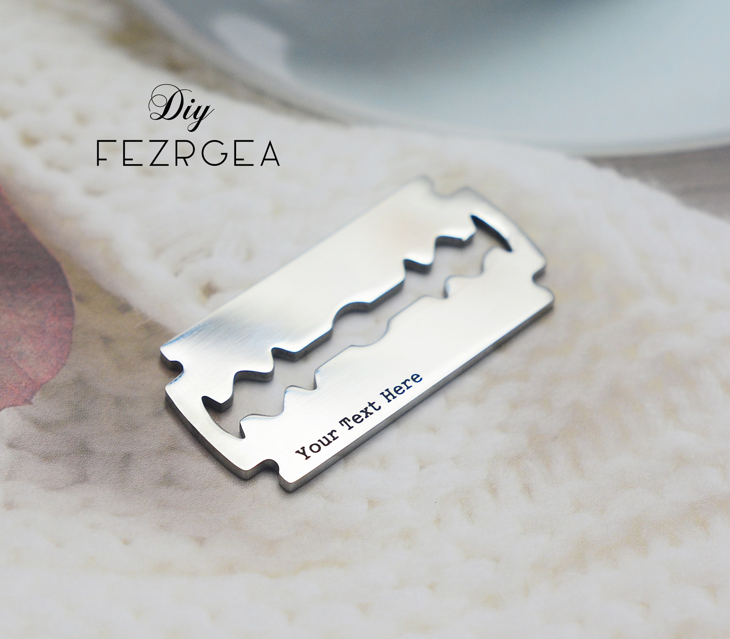 Custom Stainless Steel Razor Blade Charmpersonalized Laser | Etsy