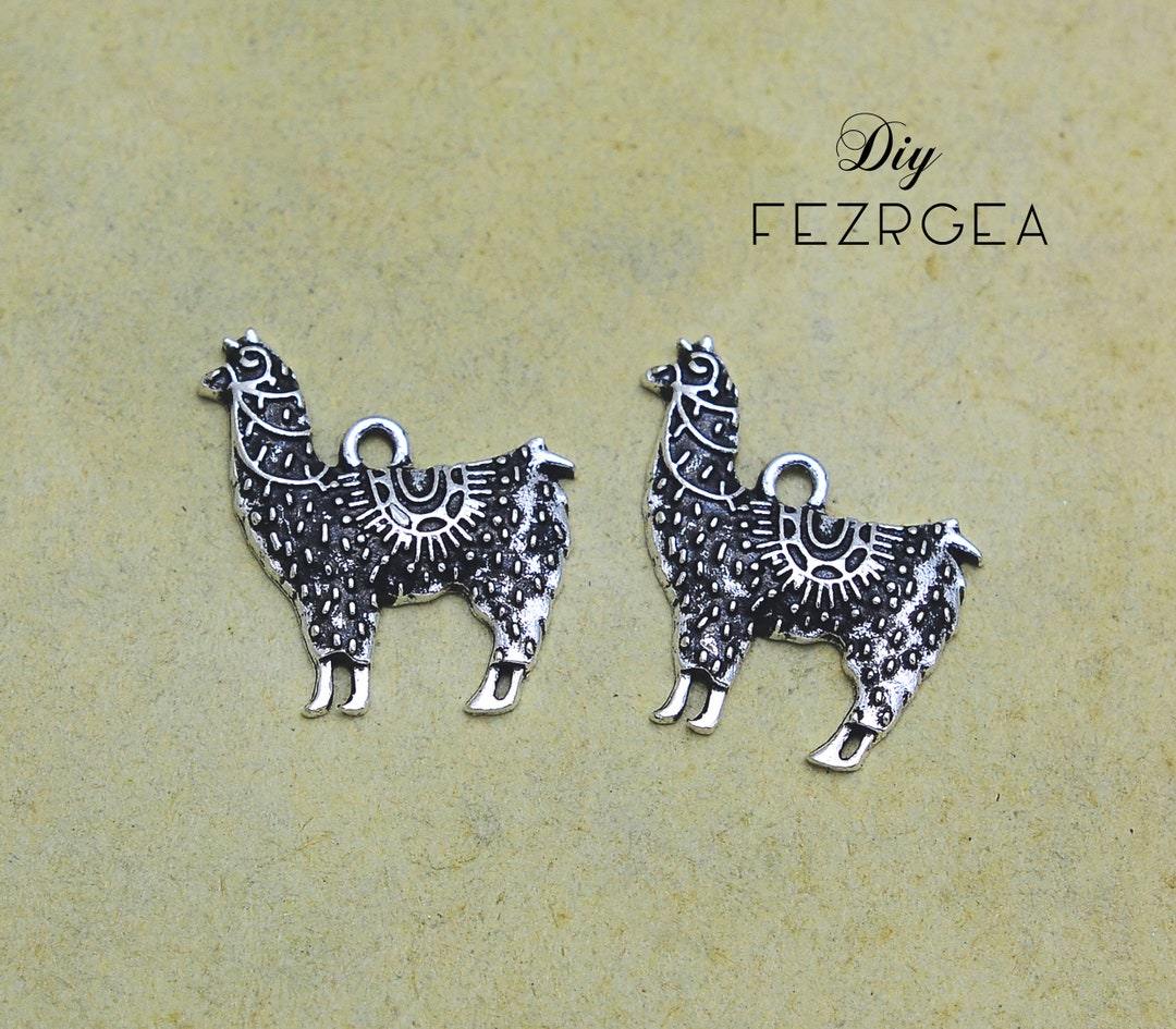 8PCS Antique Silver Alpaca Charms. Animal Charm Vicuna Pendants. CM431 ...