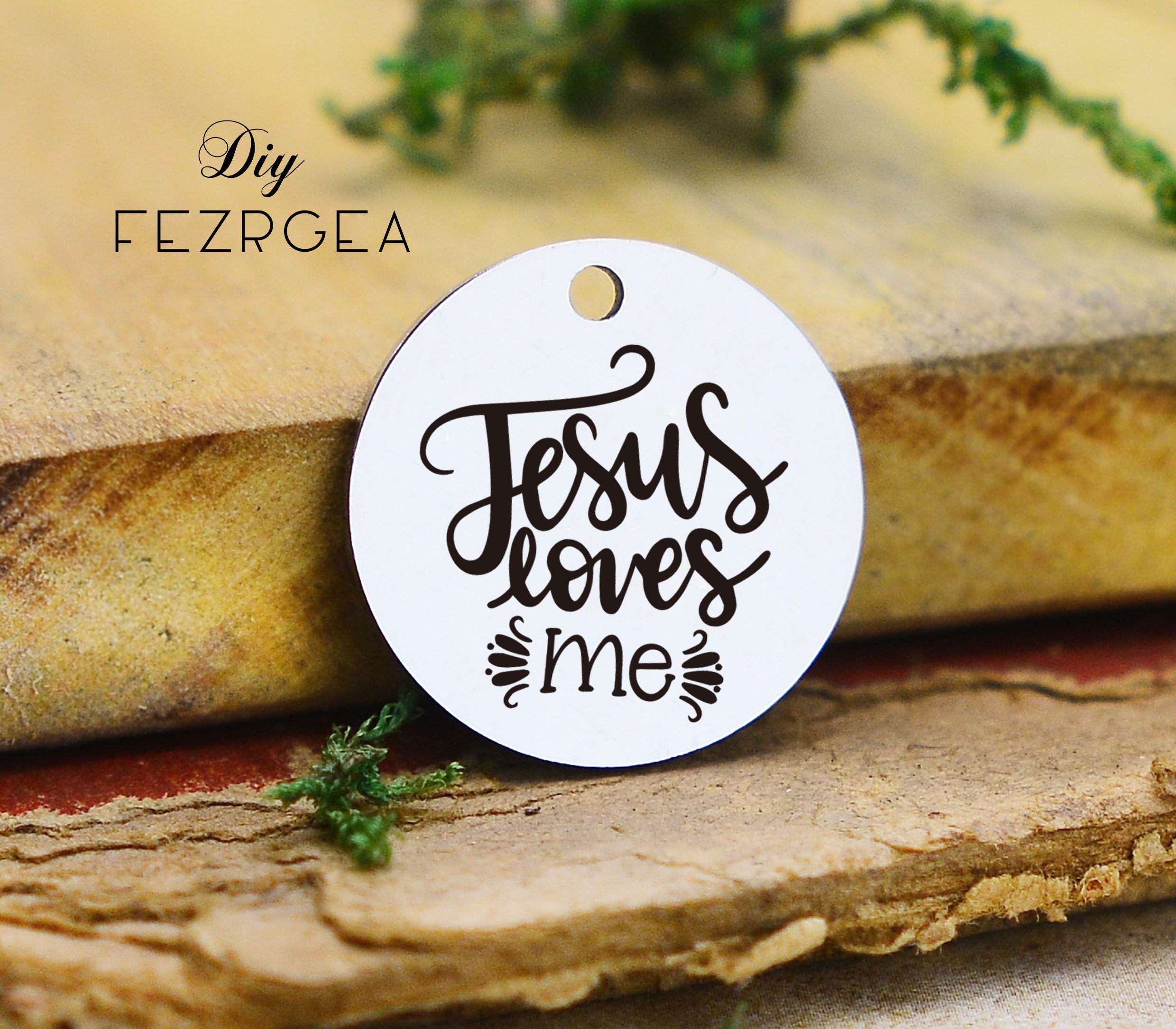 Jesus Loves Me Stainless Steel Charmpersonalized Jesus - Etsy