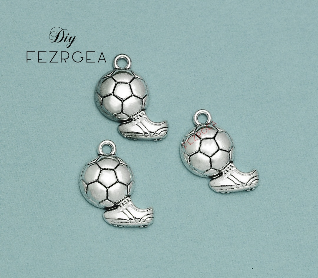 20pcs--19x15mm, Antique Silver Soccer Ball Charms. Football Charm ...