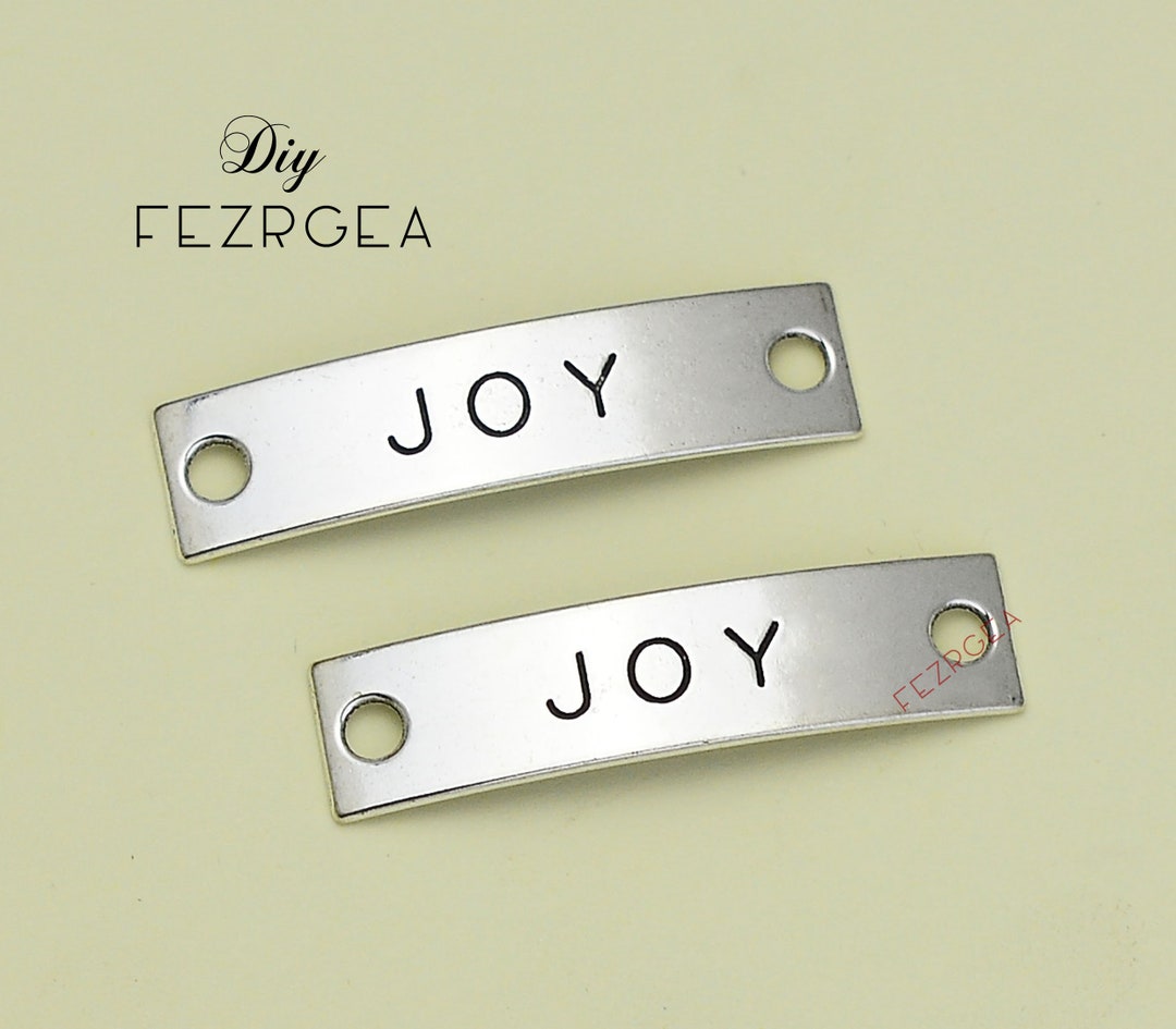 15pcs--42x10mm, Antique Silver Joy Connector Charms. Word Motivation ...