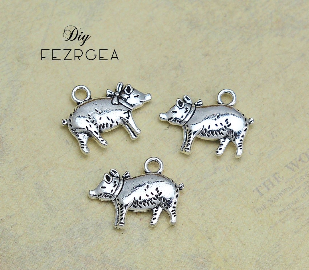 10PCS Antique Silver Pig Charms. 2 Sides Animals Pendants. CM137 - Etsy