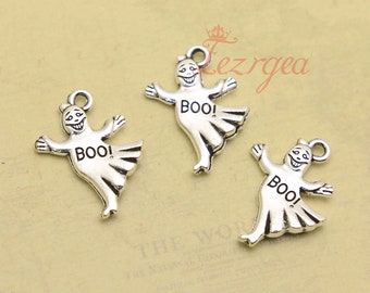 30pcs Ghost Charms Boo Halloween Antique Silver Tone 13x21mm Cf3783 - Etsy
