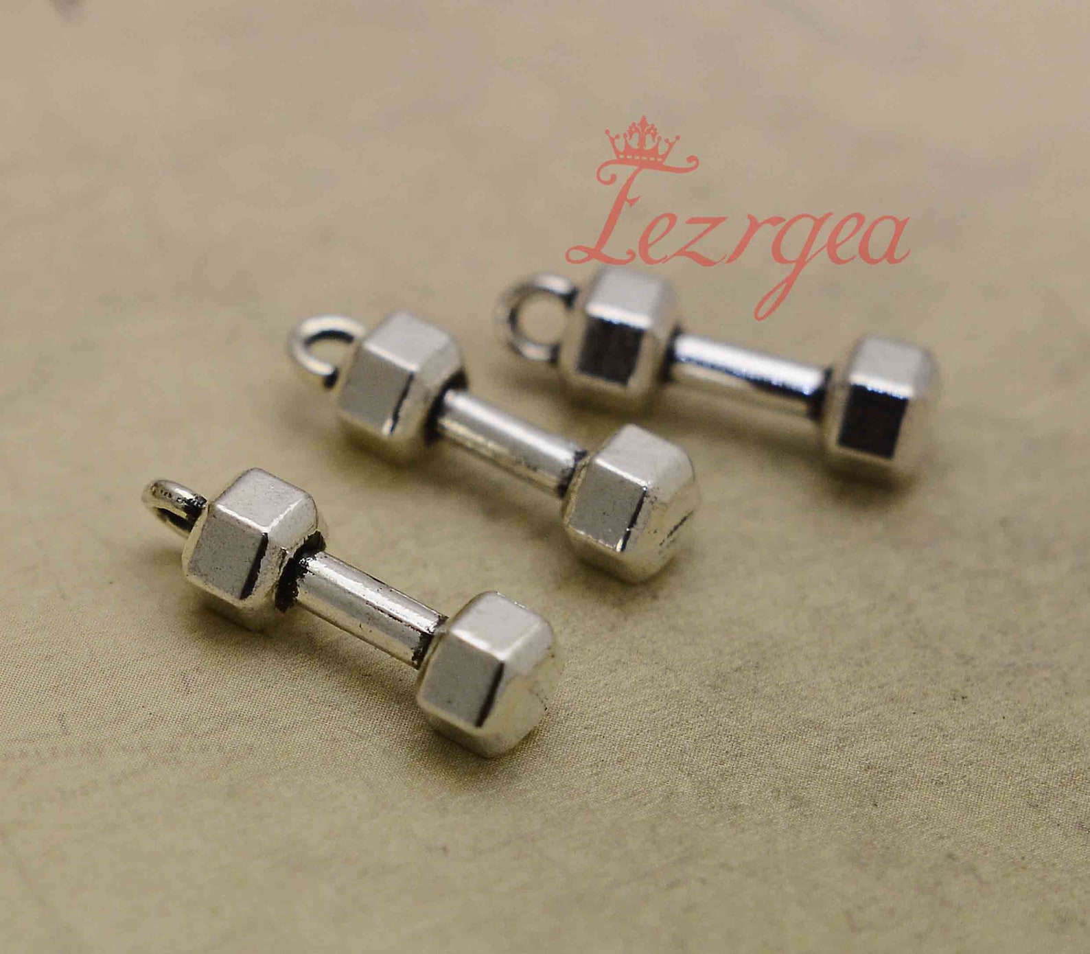 20PCS Antique Silver Barbell Charms. 3D Fitness Workout Pendants. CY357 ...