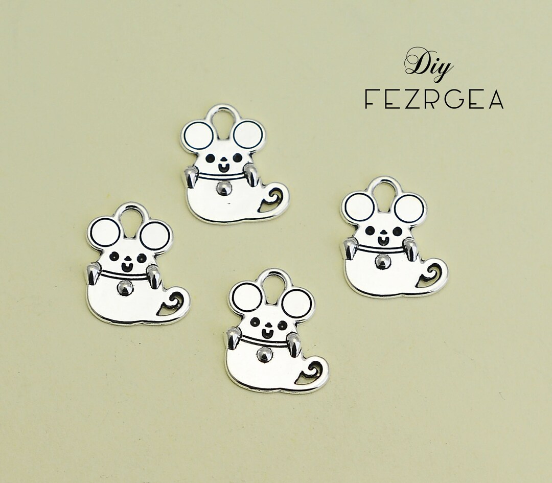 50pcs--14x11mm, Antique Silver Cute Mouse Charms. Animals Pendants. - Etsy