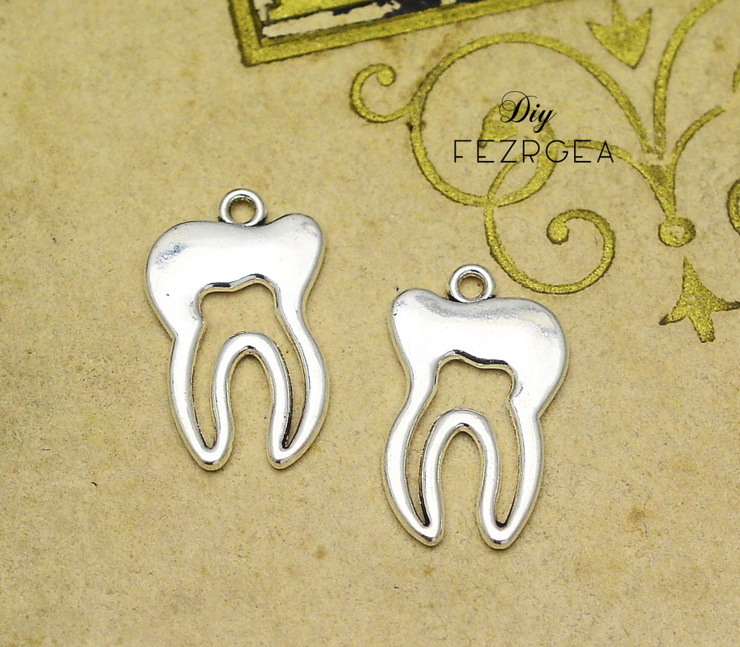 15PCS Antique Silver Tooth Fairy Charms.2 Sides Dental Hygienist ...