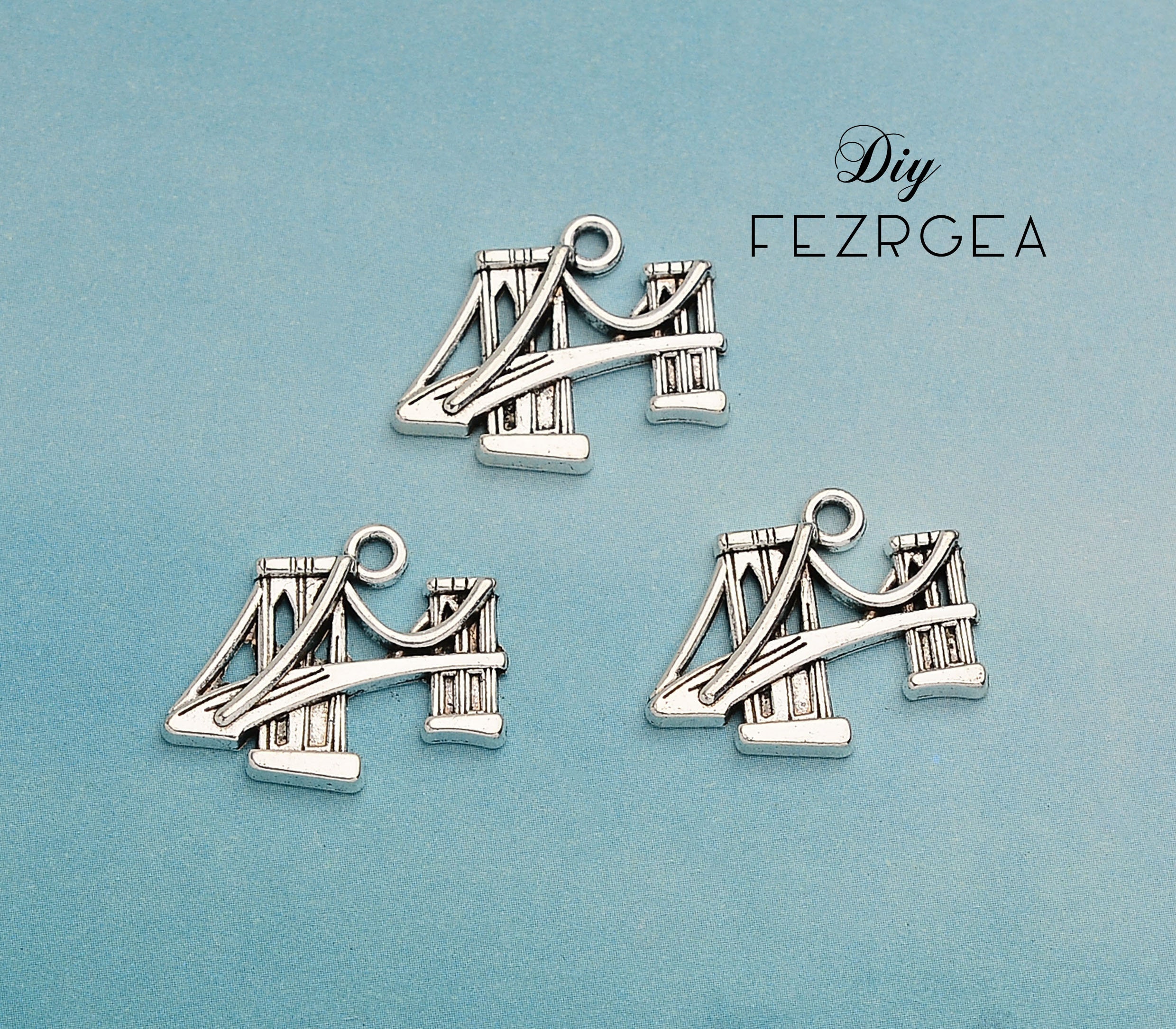 20PCS15x19mm Antique silver Brooklyn Bridge charm. Bridge | Etsy