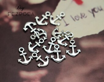 50pcs Anchor Beads Spacers Charms Nautical Sailing Beads Antique Silver ...