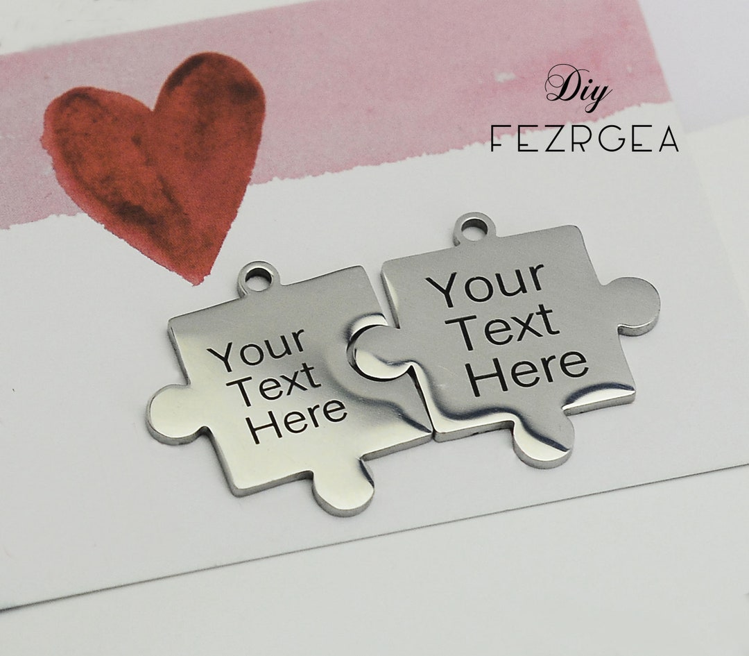 Puzzle Jigsaw Custom Stainless Steel Charm,personalized Laser Engraved ...