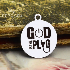 God is the Plug Stainless Steel Charm,personalized Jesus Engraved ...