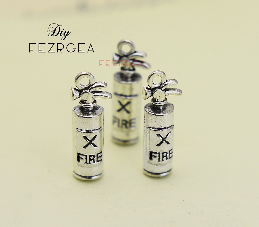 20PCS Antique Silver Fire Extinguisher Charms. Fireman Firetruck ...