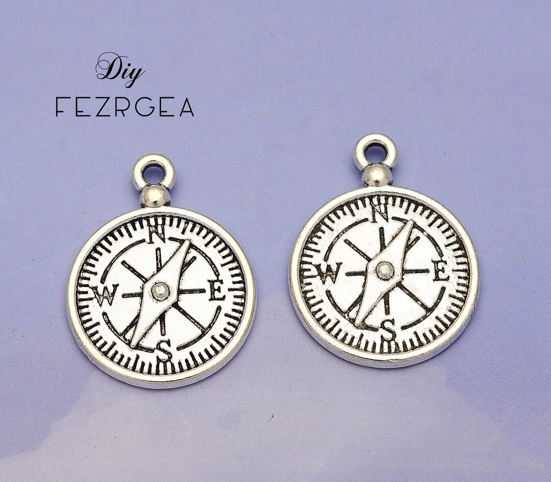 8pcs--27x20mm, Antique Silver Compass Charms. Digital Compass Pendants ...