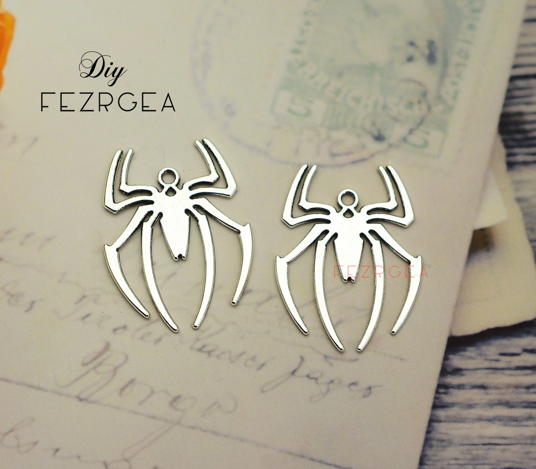 10pcs--38x29mm, Antique Silver Spider Charms.halloween Charm Spider ...