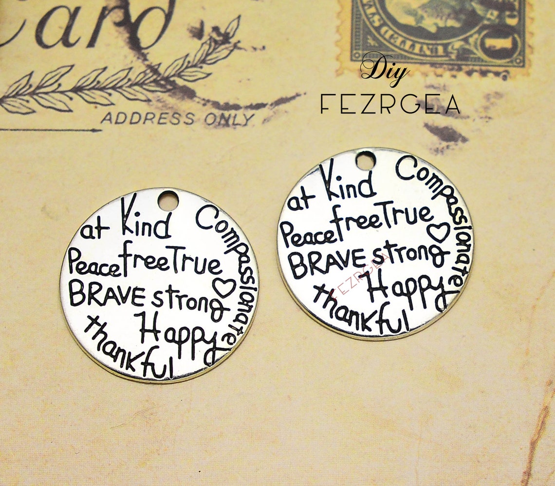 15pcs25x25mm Antique Silver Words Charms.kind Free True - Etsy