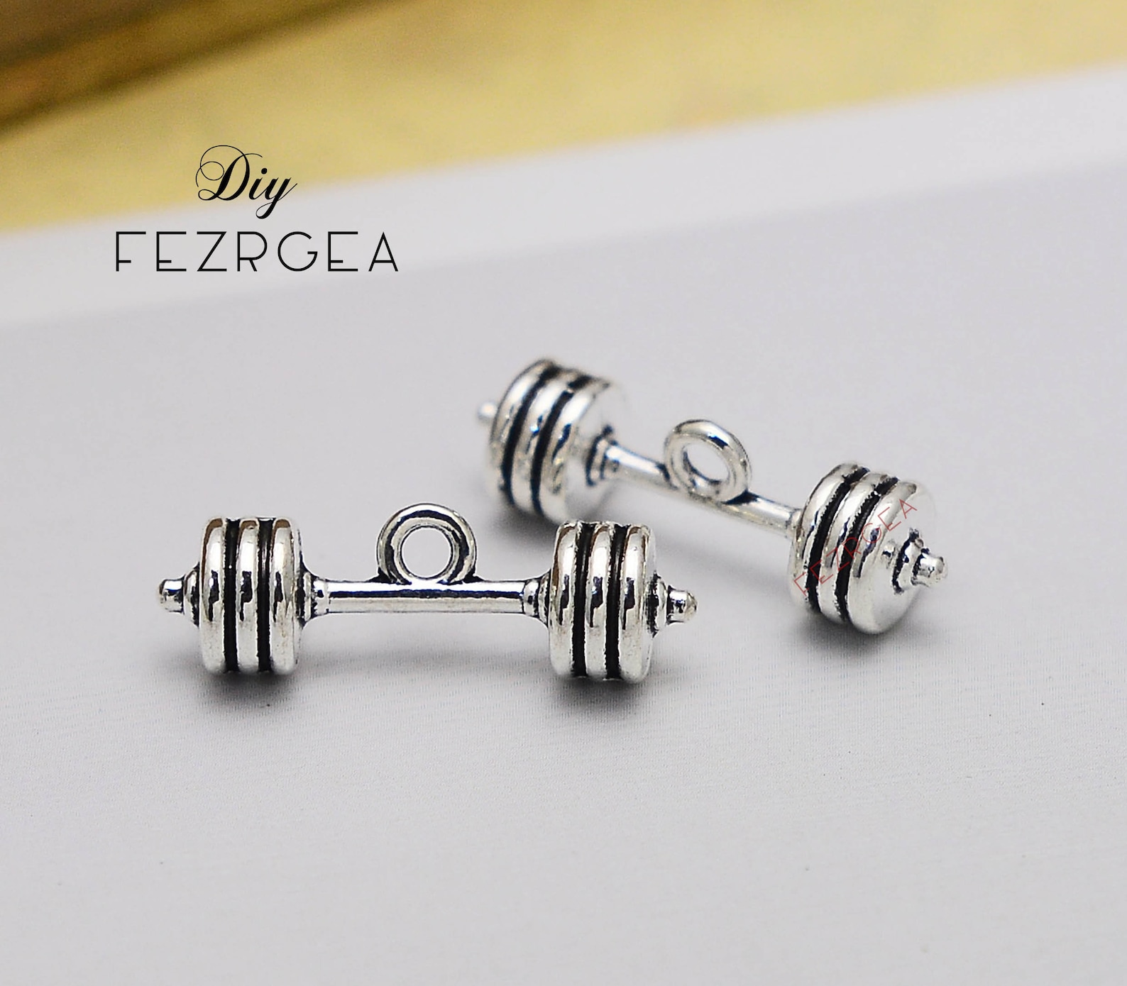 15pcs25x18mm Antique Silver Barbell Charms. 3D - Etsy
