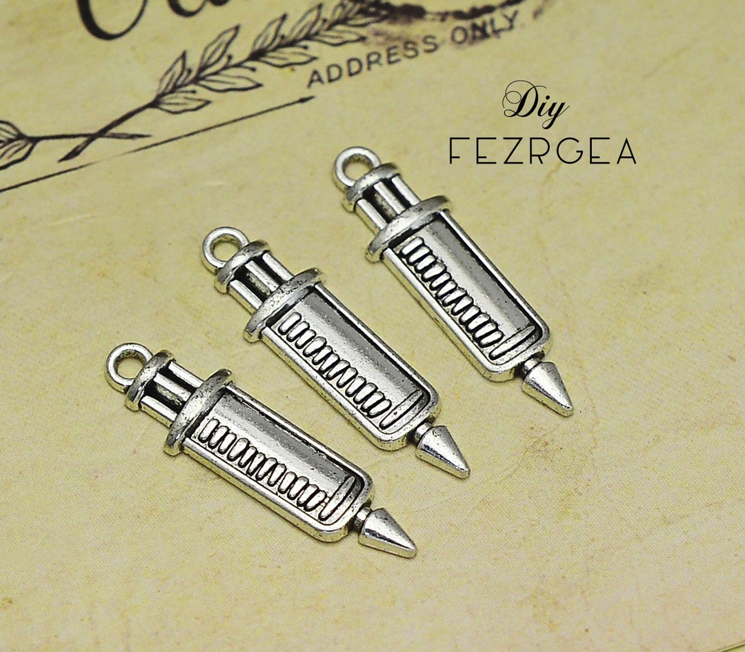 25PCS Antique Silver Syringe Charms. Medical Pendants. CM0402 - Etsy