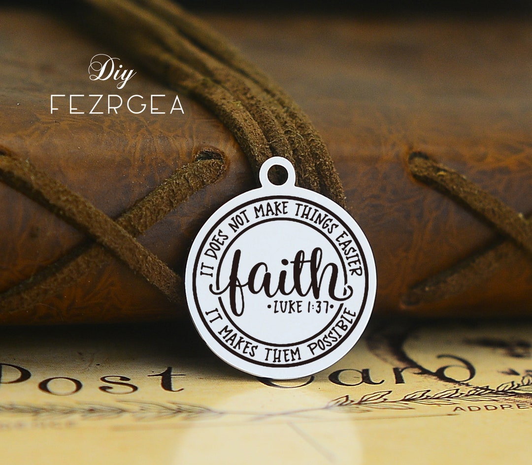 Faith Stainless Steel Charm,personalized Engraved Charms,custom Charms ...