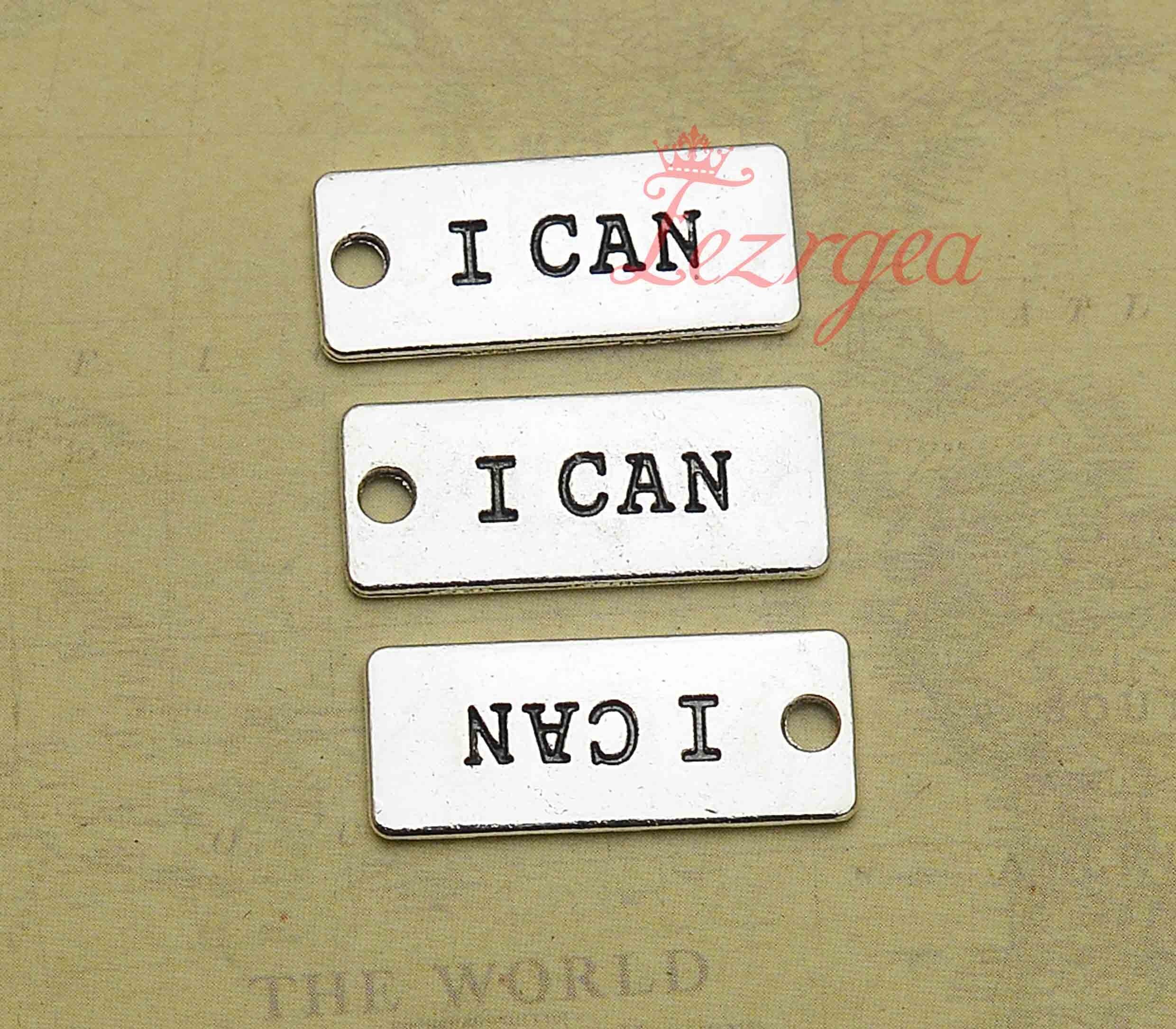 20PCS Antique Silver I Can Charms. Word Motivation Pendants. - Etsy