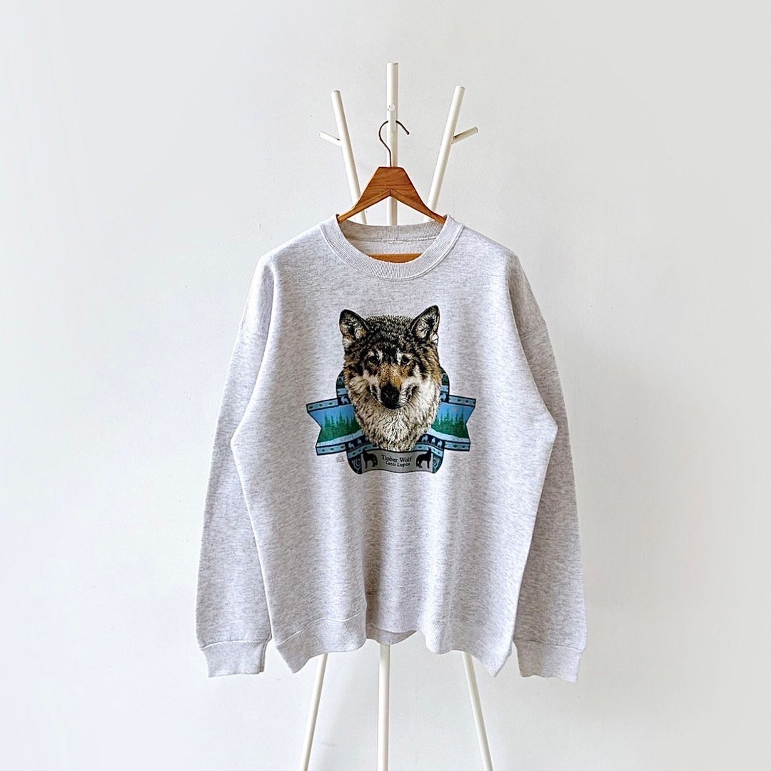 90s Timber Wolf Canis Lupus Crewneck Sweatshirt/ L - Etsy