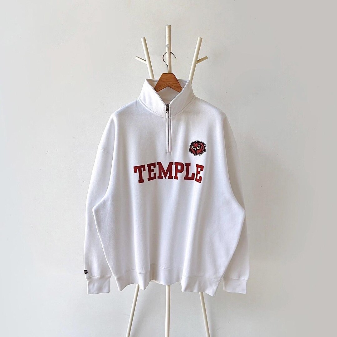 00s Temple University Owles Half Zipper Sweatshirt/ XXL - Etsy