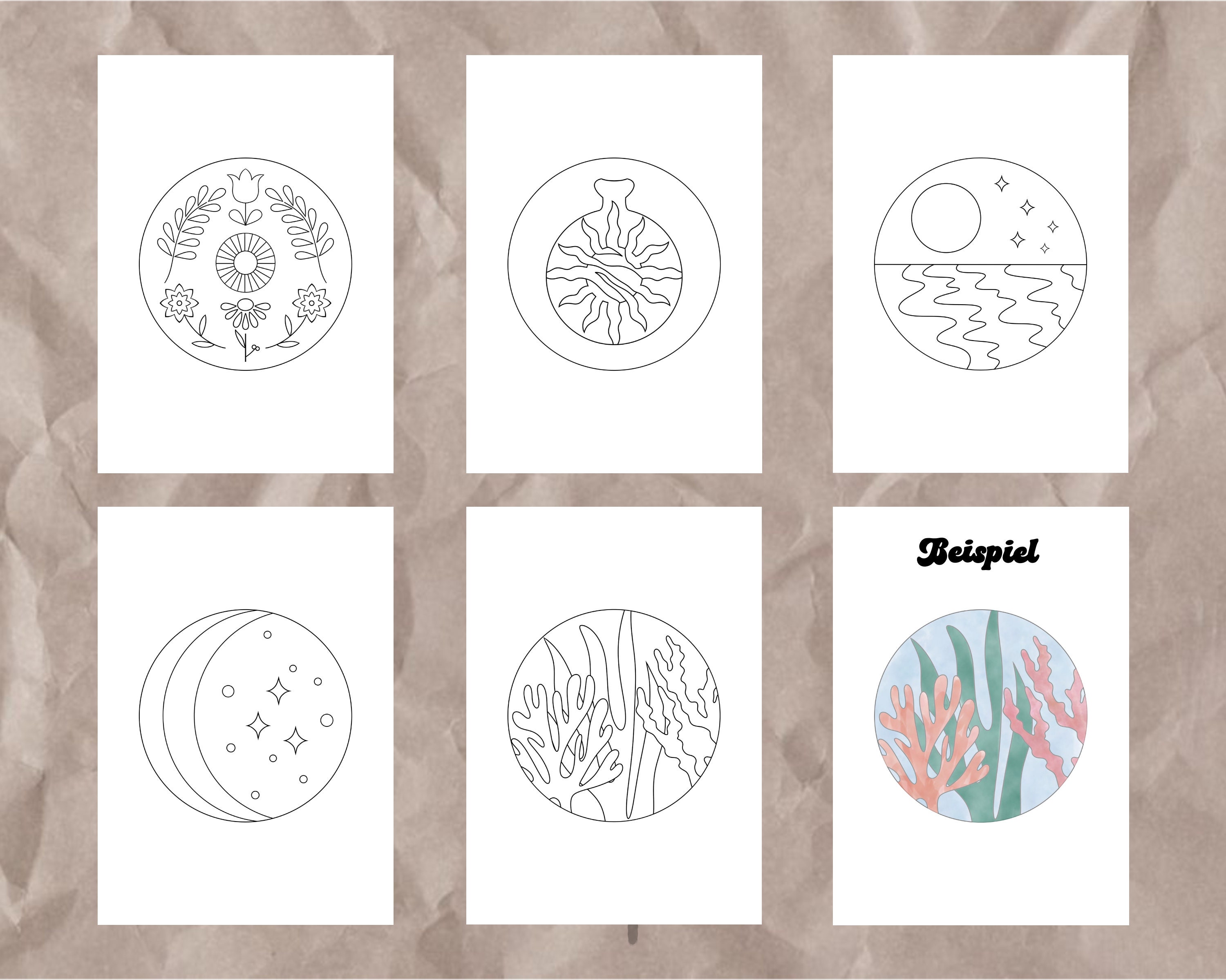 Round Coloring Pages Runde Ausmalbilder 5 Printable Pages - Etsy Israel