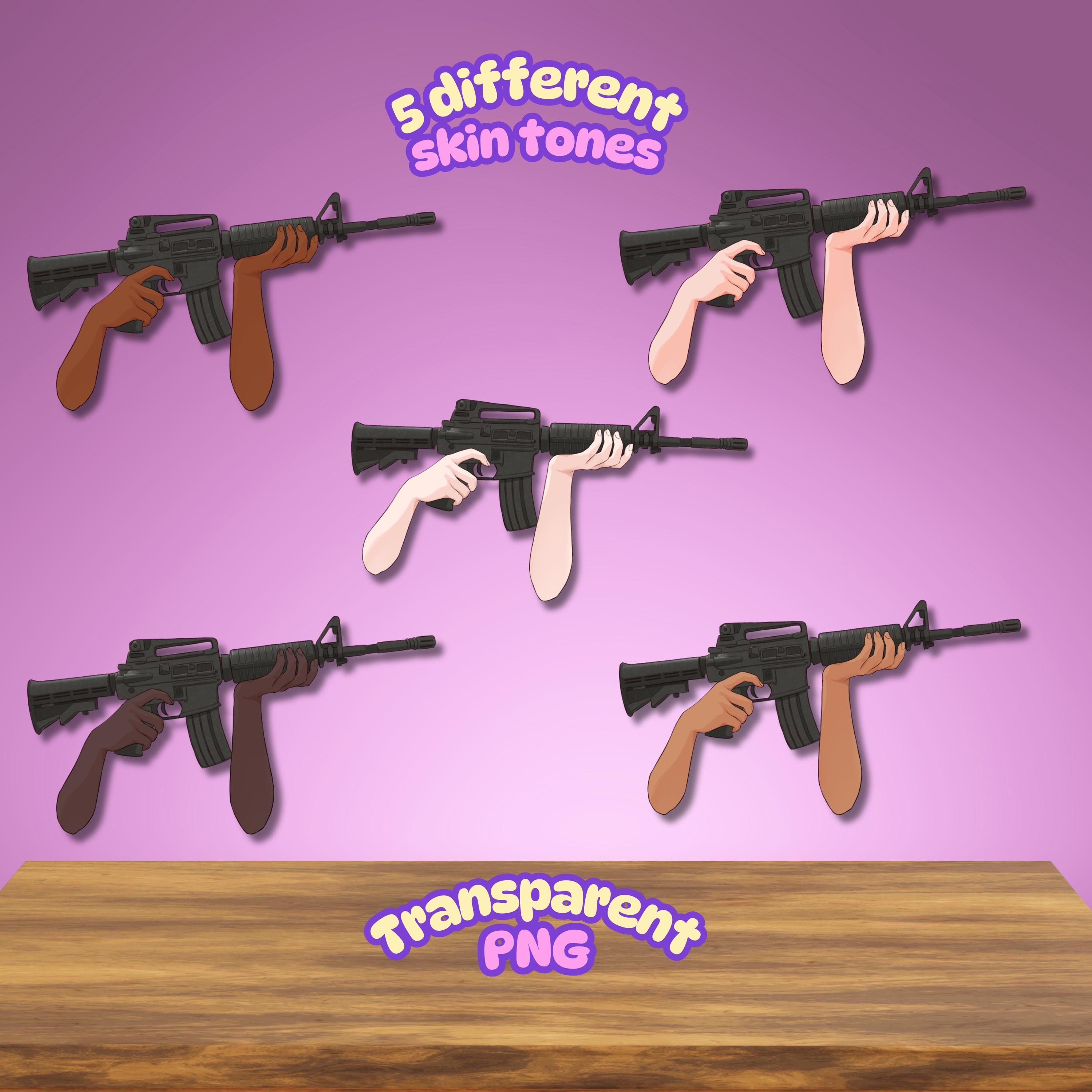 Vtuber Gun Assets – 5 Skin Tones + 3 Aesthetic Gun Designs ...