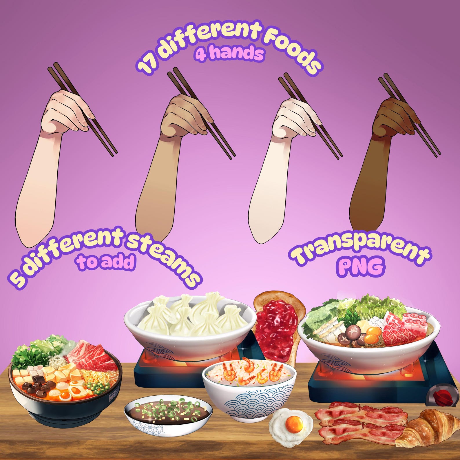 Hotpot & Mukbang Food Vtuber Assets: 26 PNG Stream Overlays - Etsy