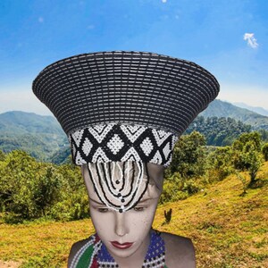 Black and White Large Zulu Hat | African Hat | Isicholo | African ...