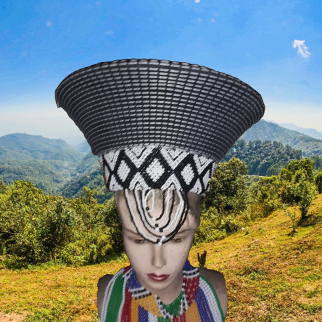 Black and White Large Zulu Hat | African Hat | Isicholo | African ...