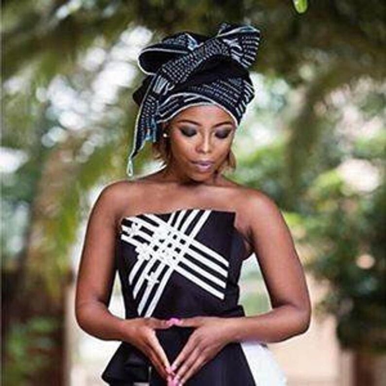 Handmade African Zulu Xhosa Head Wrap Doek and Zulu Necklace - Etsy