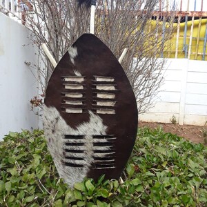 Medium-sized White and Brown Zulu Shield – 70cm Authentic African ...