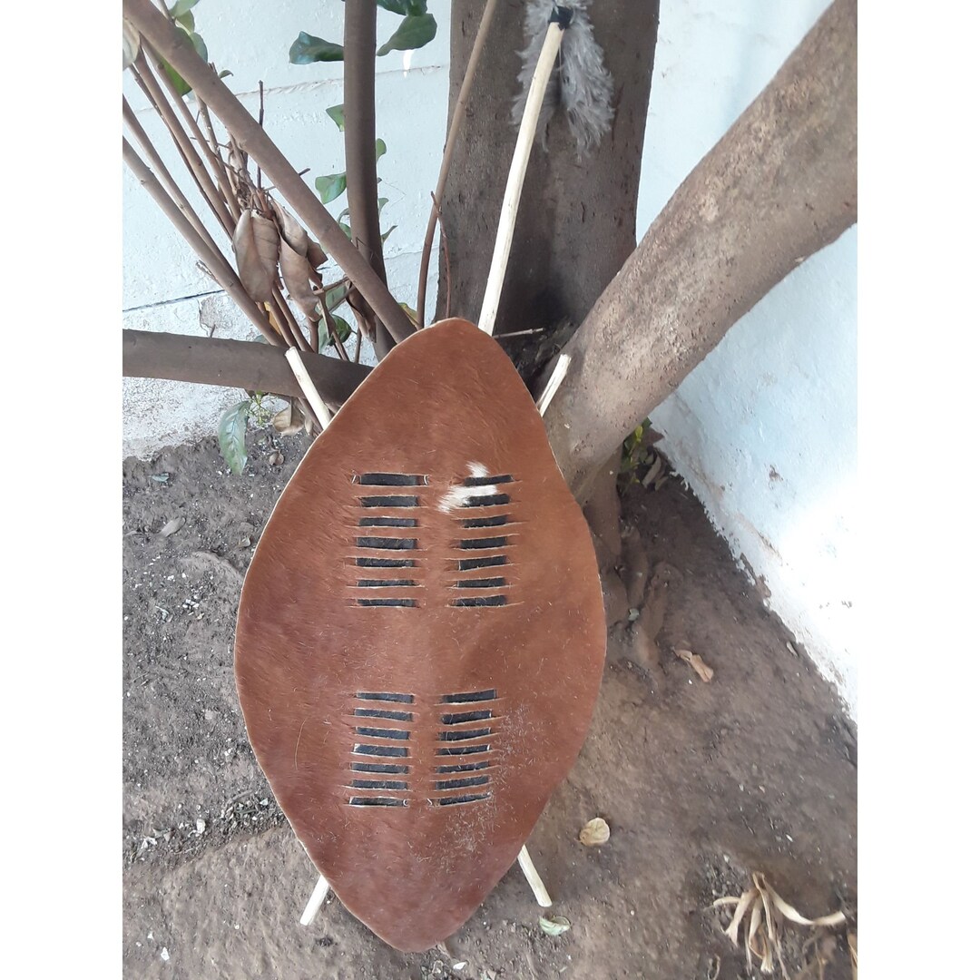 Large Brown Zulu Traditional Cultural Shield, African Warrior Hat ...